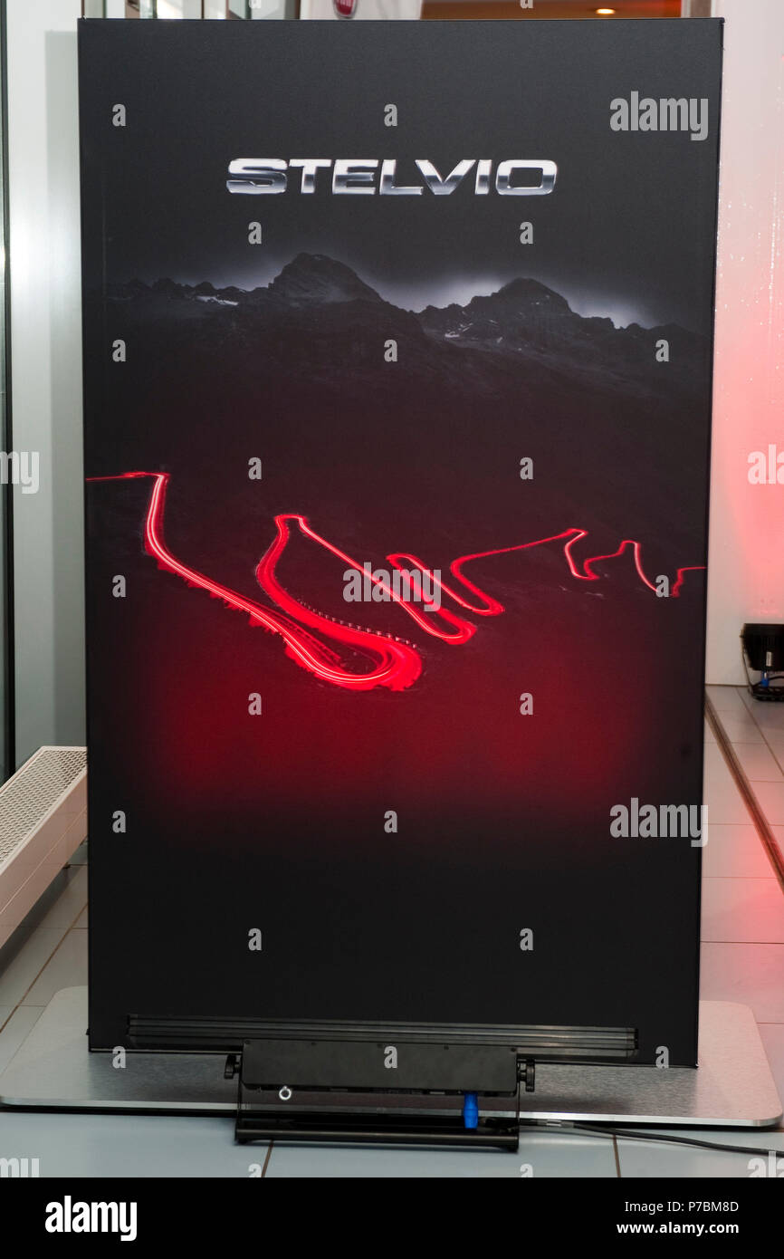 presentation poster Alfa Romeo Stelvio Stock Photo - Alamy