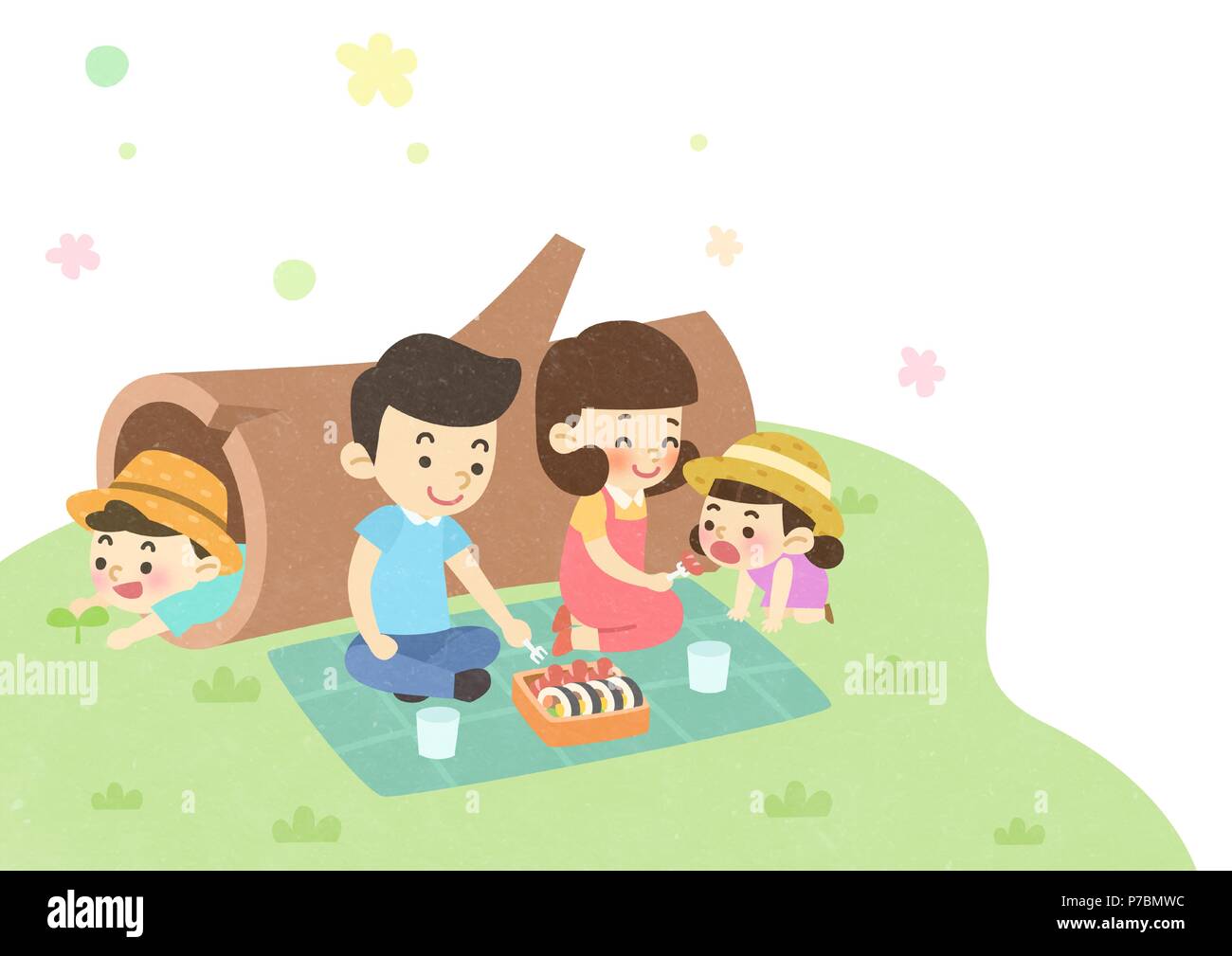 Vector - Enjoy spring season with happy family illustration 006 Stock ...