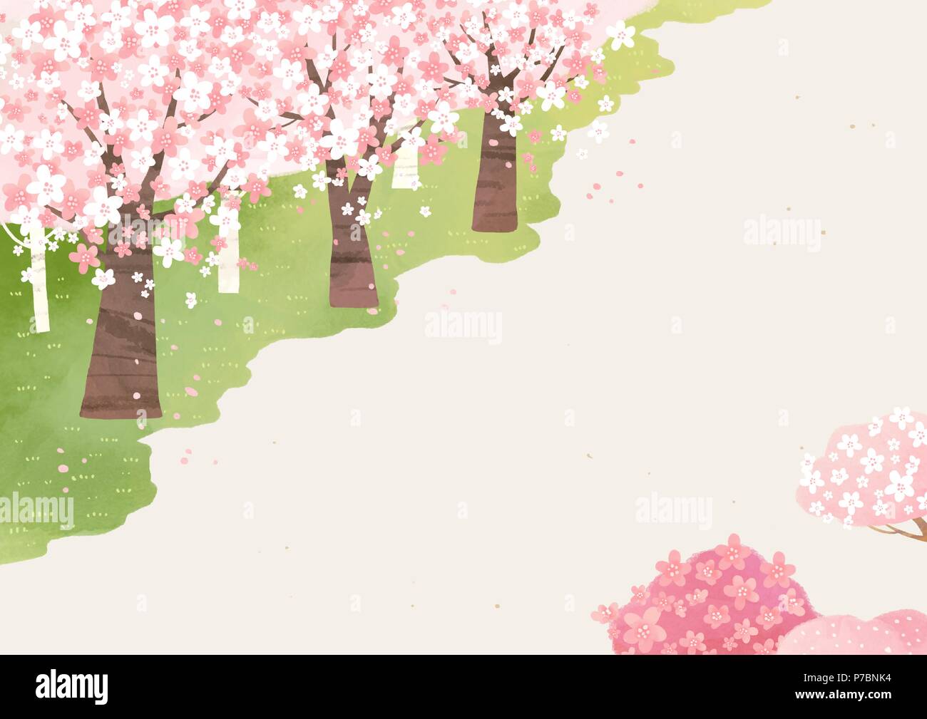 Vector - beautiful spring season landscape painting 008 Stock Vector ...