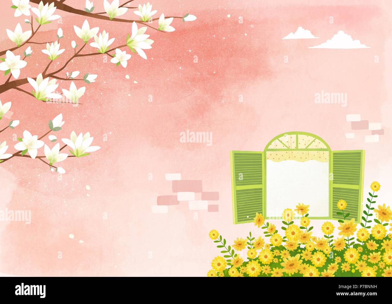 Vector - beautiful spring season landscape painting 004 Stock Vector ...