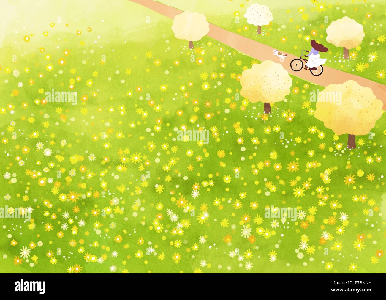 Vector - beautiful spring season landscape painting 003 Stock Vector ...