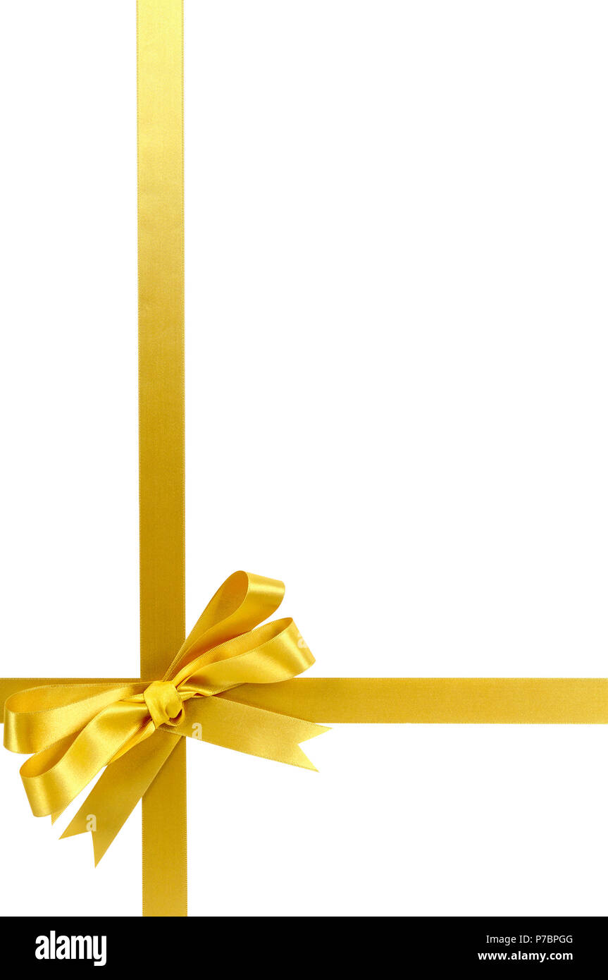 Gold bow gift ribbon Stock Photo - Alamy