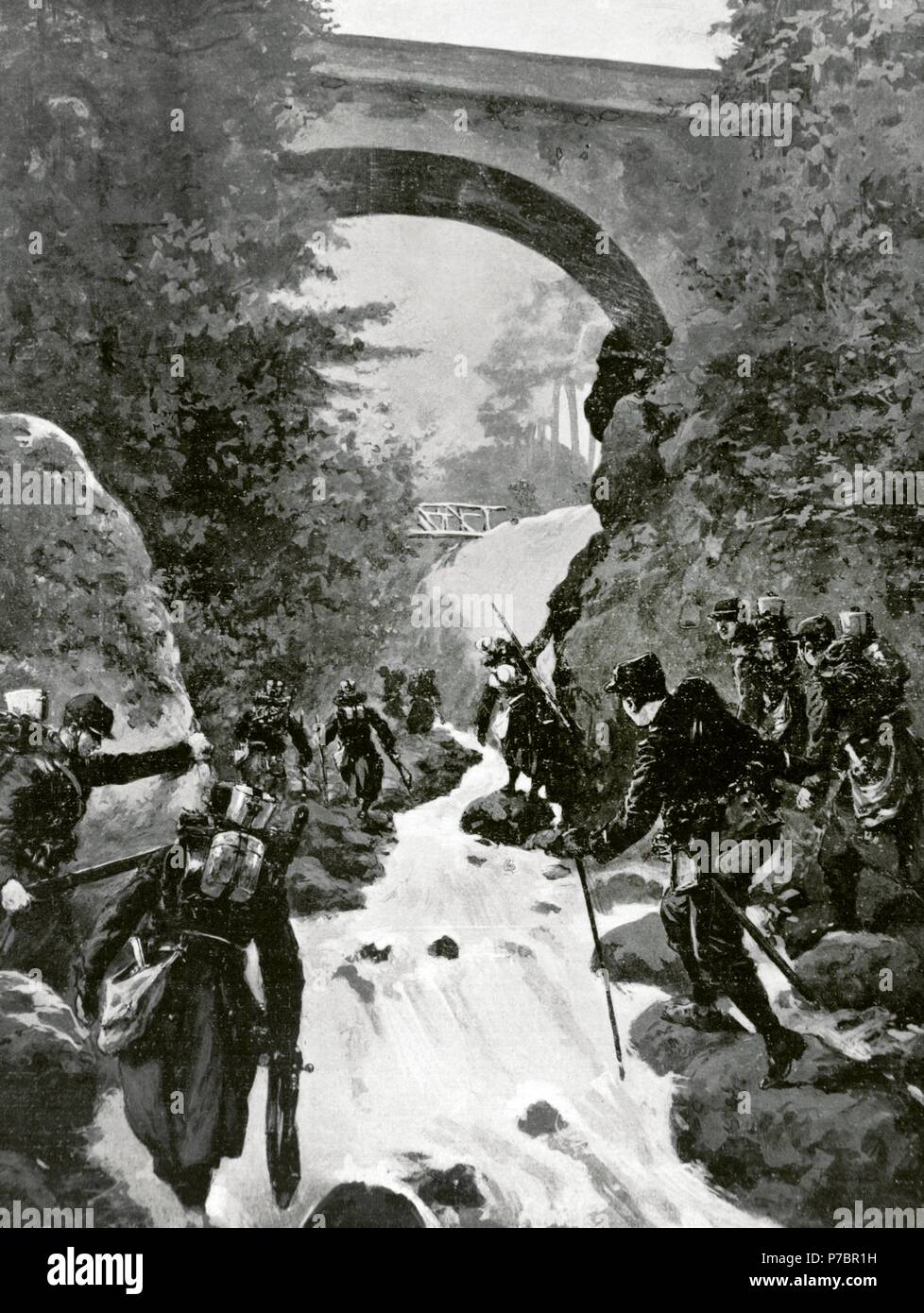 World War I (1914-1918). French explorers (Allies) advancing on the ...