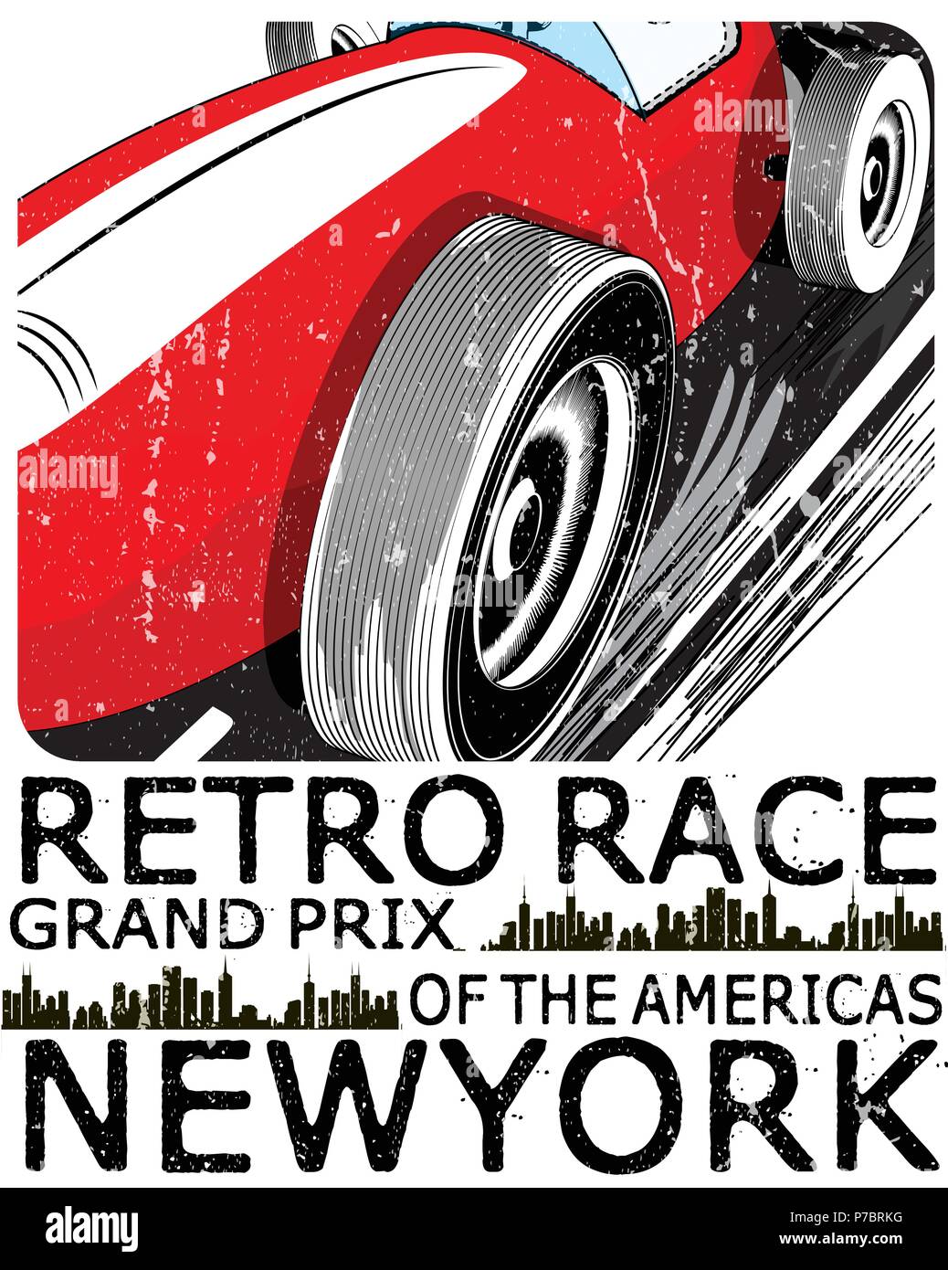 vintage race car for printing.vector old school race poster.retro race ...