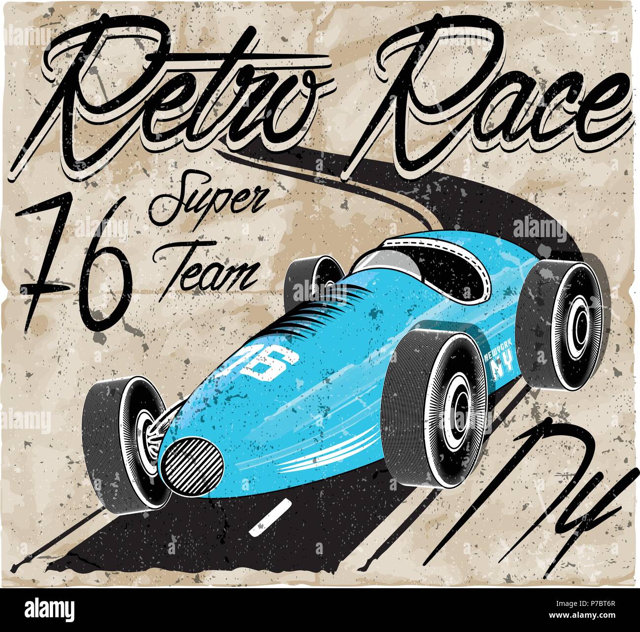 vintage race car for printing.vector old school race poster.retro race ...