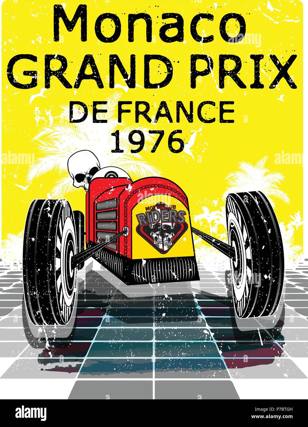 vintage race car for printing.vector old school race poster.retro race ...