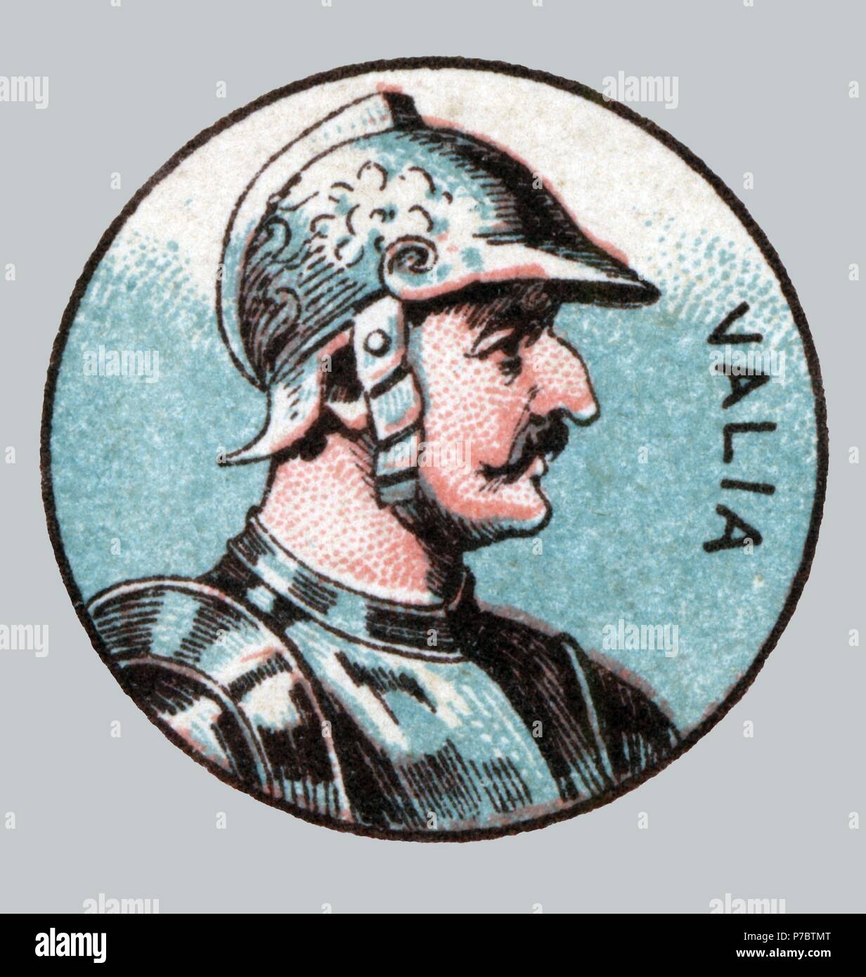 España. Edad media. Walia (?-418), rey de los visigodos del 415 al 418 ...