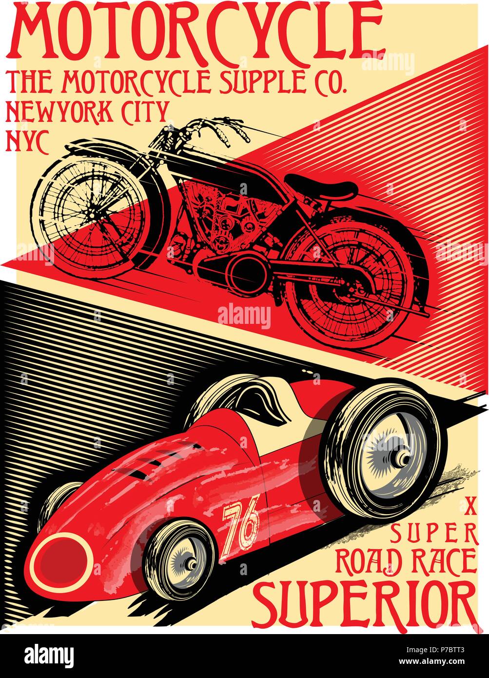 vintage race car for printing.vector old school race poster.retro race ...