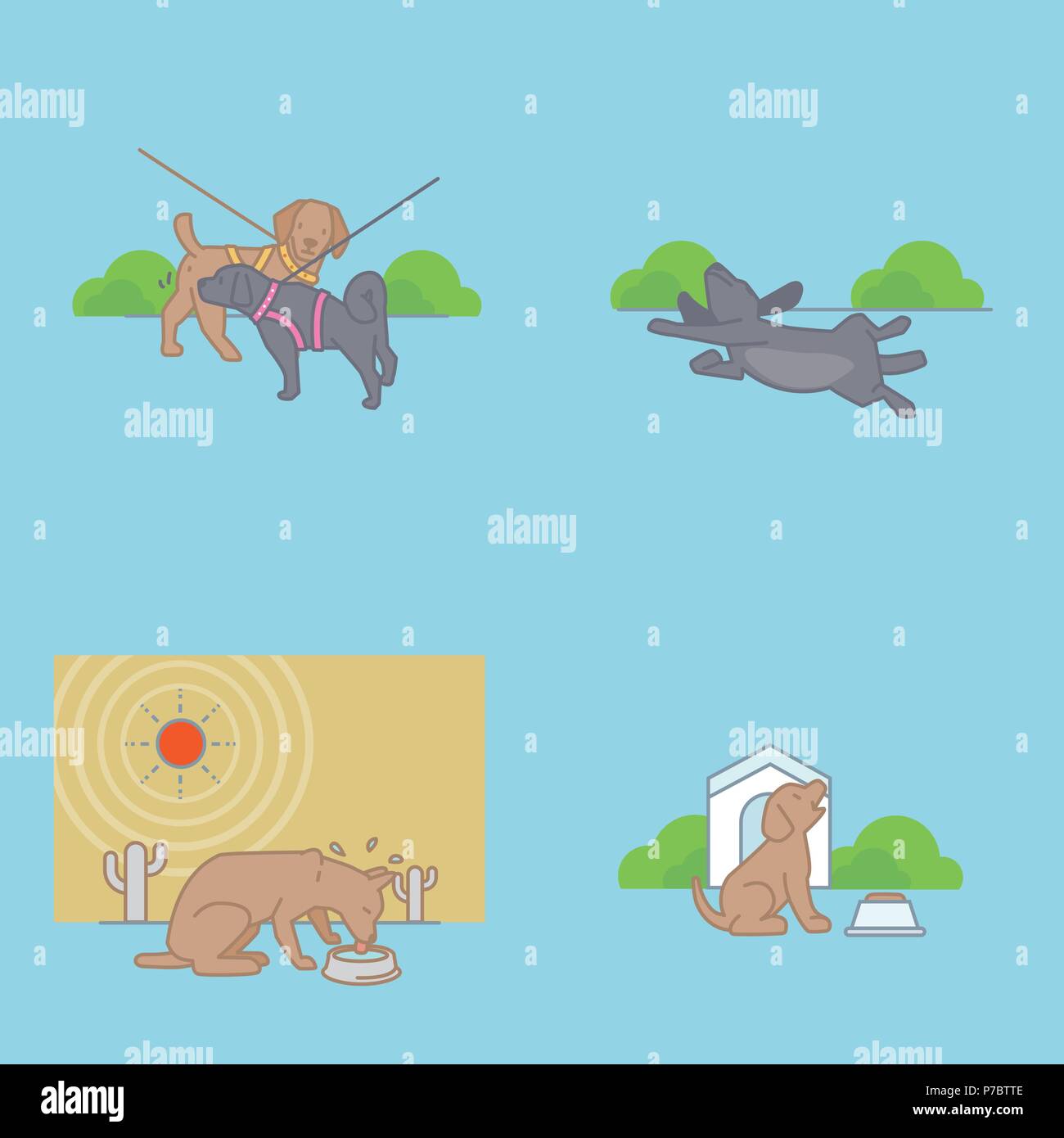 Vector - Pet's daily life, various companion animals vector ...