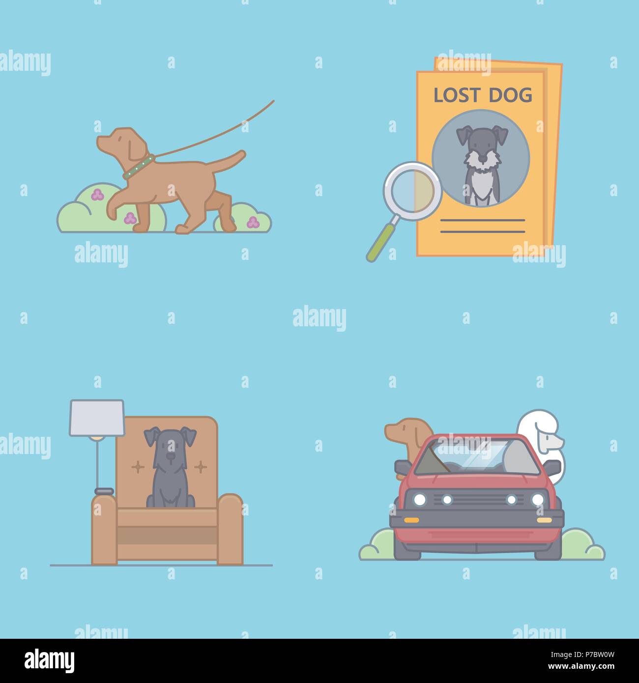 Vector - Pet's daily life, various companion animals vector ...