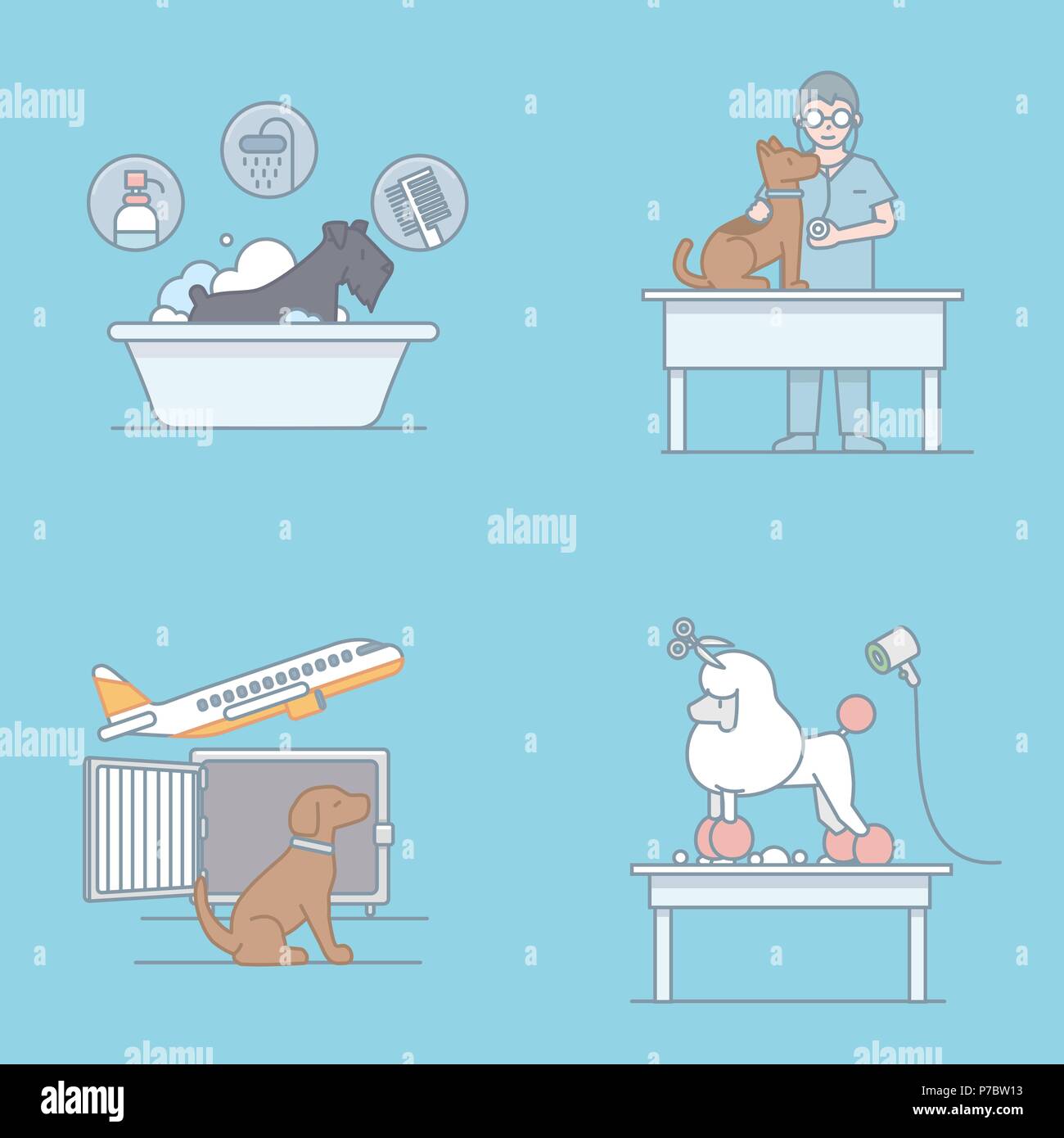 Vector - Pet's daily life, various companion animals vector ...