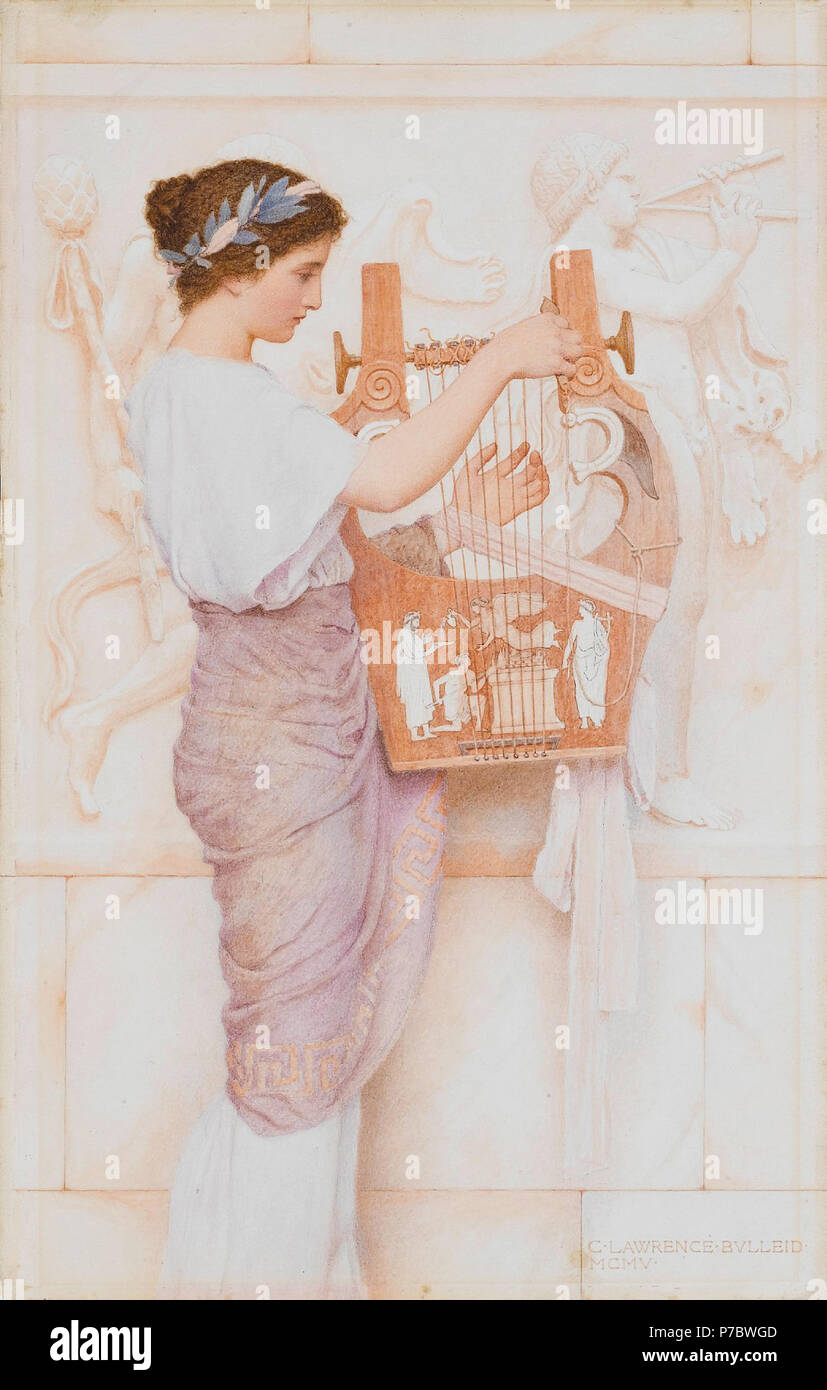 English: Girl with lute . 1905 22 George Lawrence Bulleid, 1905 - Girl ...