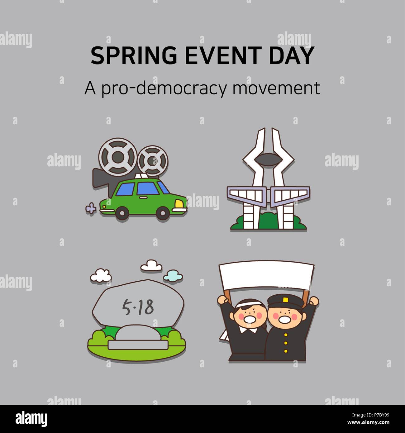 Vector - Spring event day icon set in colorful background 036 Stock ...