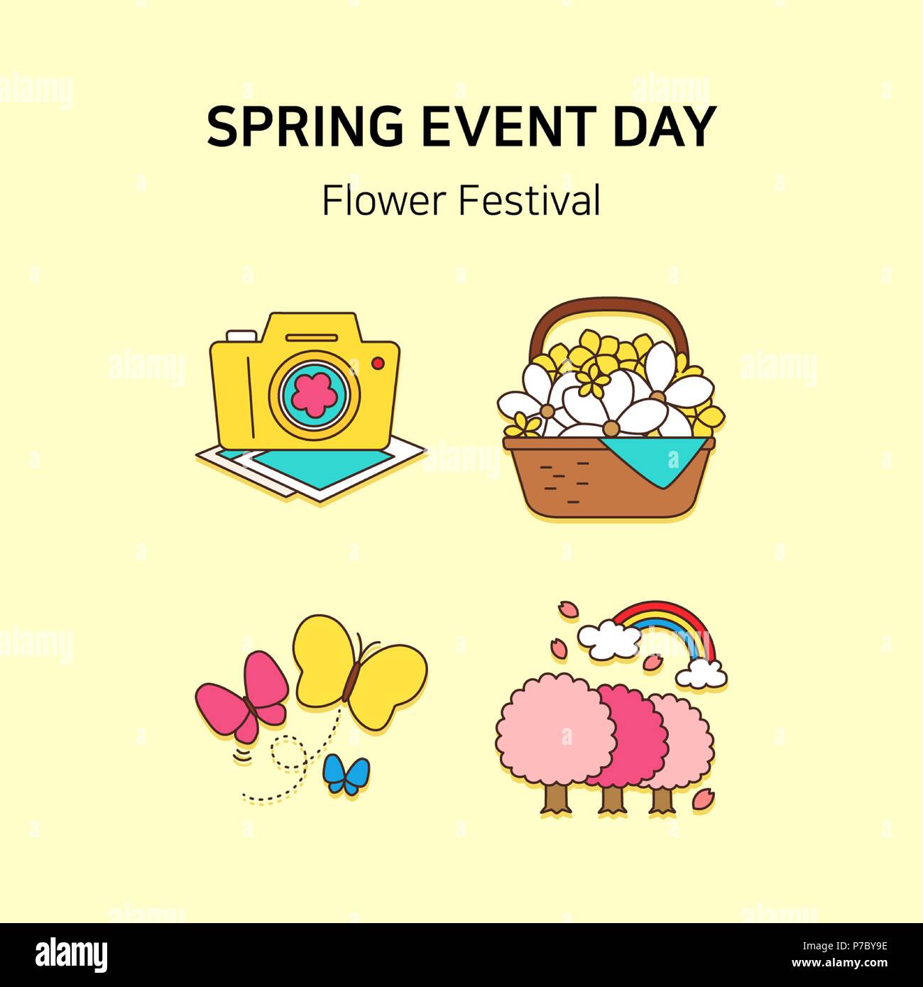 Vector - Spring event day icon set in colorful background 033 Stock ...