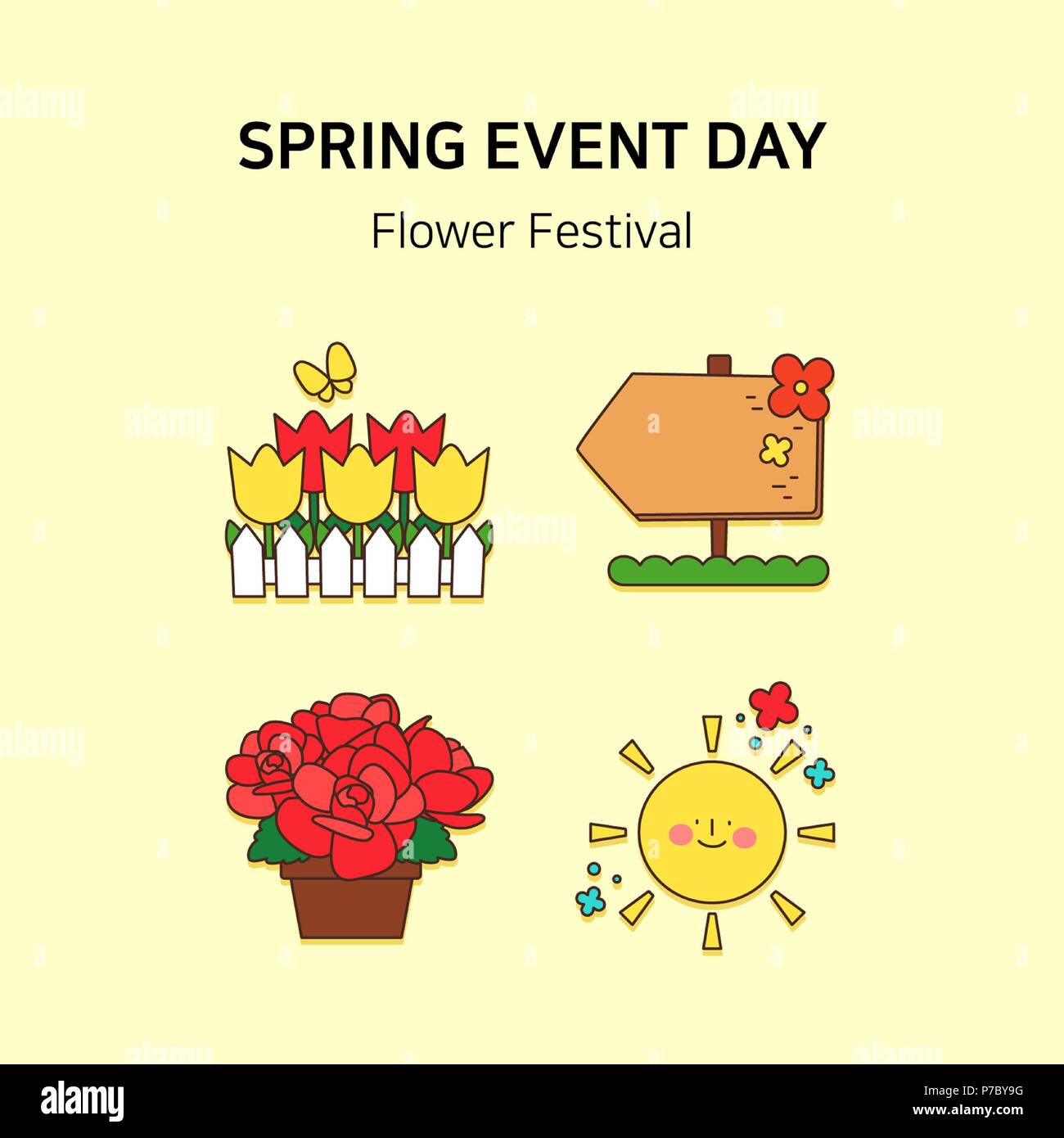 Vector - Spring event day icon set in colorful background 032 Stock ...