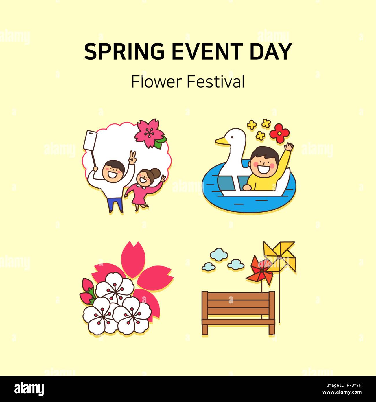 Vector - Spring event day icon set in colorful background 031 Stock ...