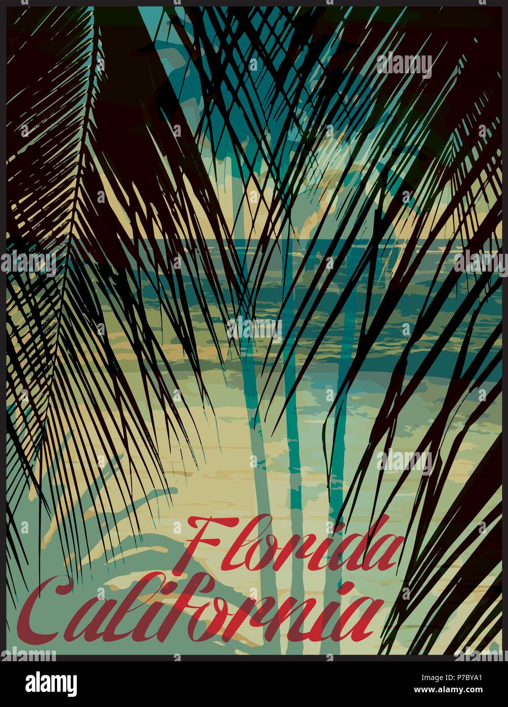 Vector illustration summer theme california california. Vintage design ...