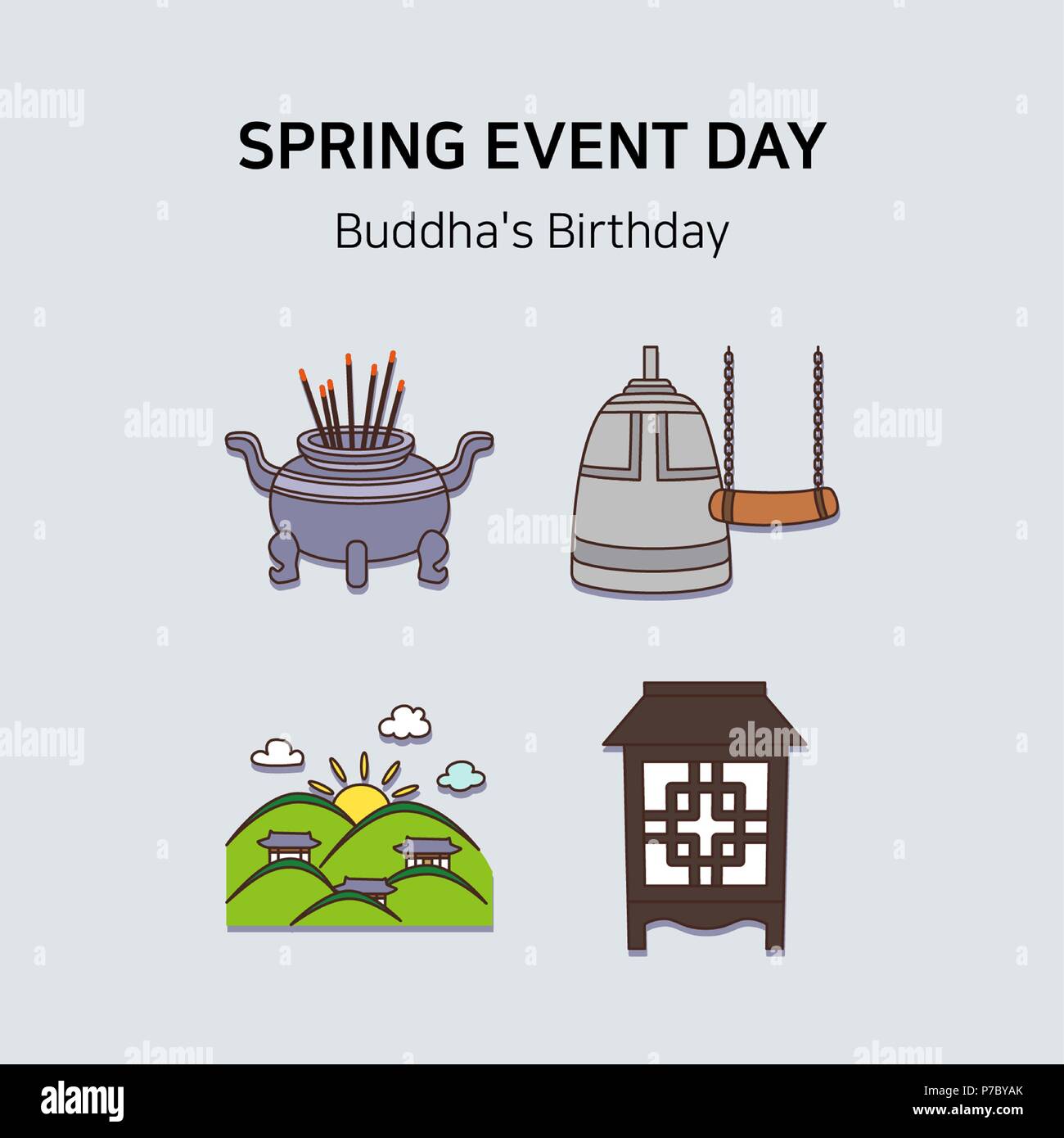 Vector - Spring event day icon set in colorful background 020 Stock ...