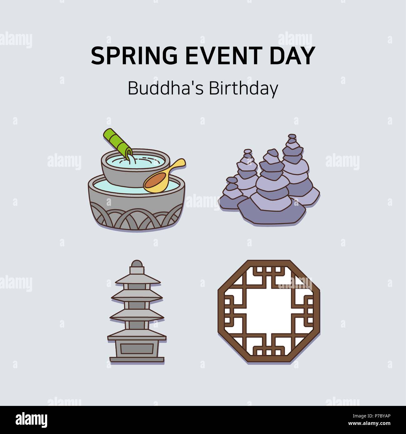 Vector - Spring event day icon set in colorful background 019 Stock ...