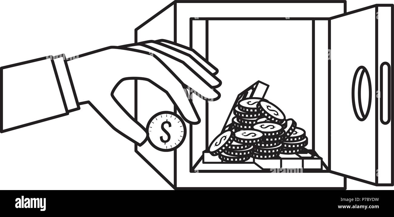 hand with coins and safe box vector illustration design Stock Vector ...