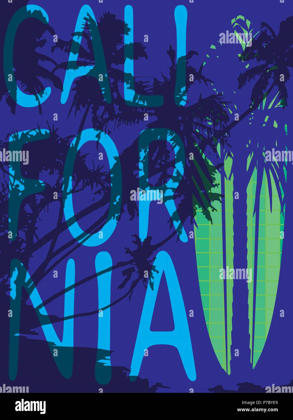 Vector illustration summer theme california california. Vintage design ...