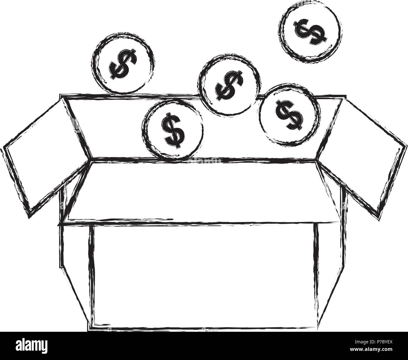 coins money in box vector illustration design Stock Vector Image & Art ...