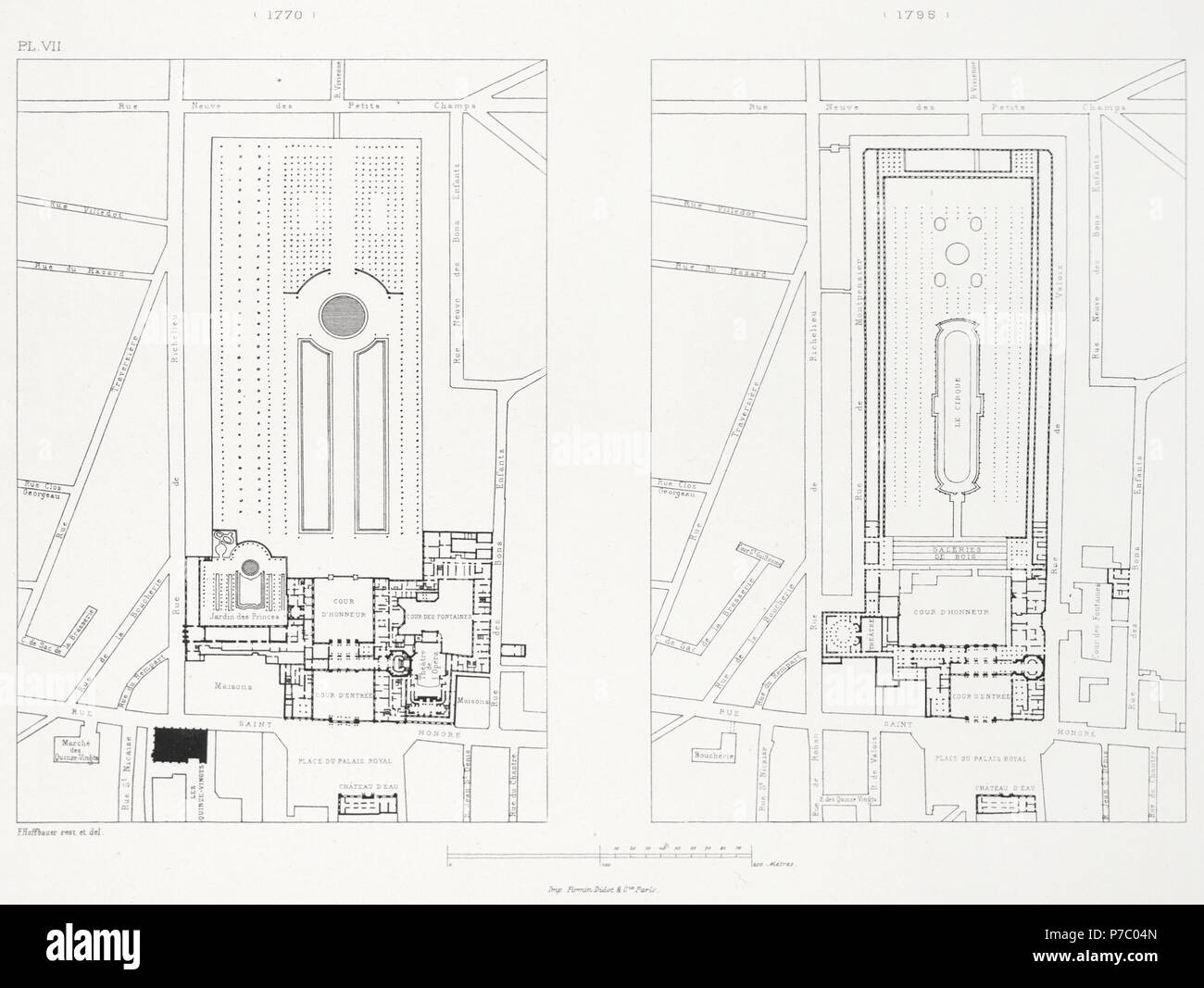. Le Palais Royal et ses environs, 1770 & 1795 . Two plans of the ...