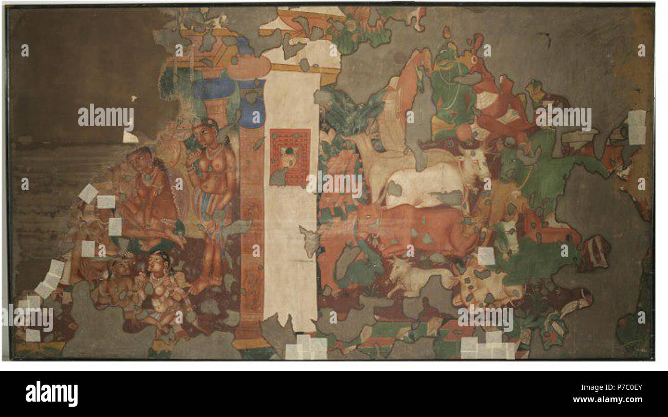 19th century copy of 1st century BCE to 5th century CE Ajanta Cave 1 ...