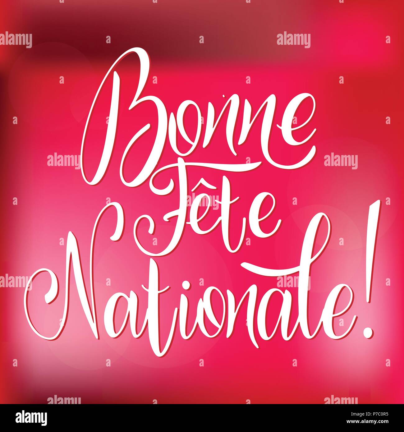 Bastille day hand drawn lettering. Happy National day on French. Bonne ...