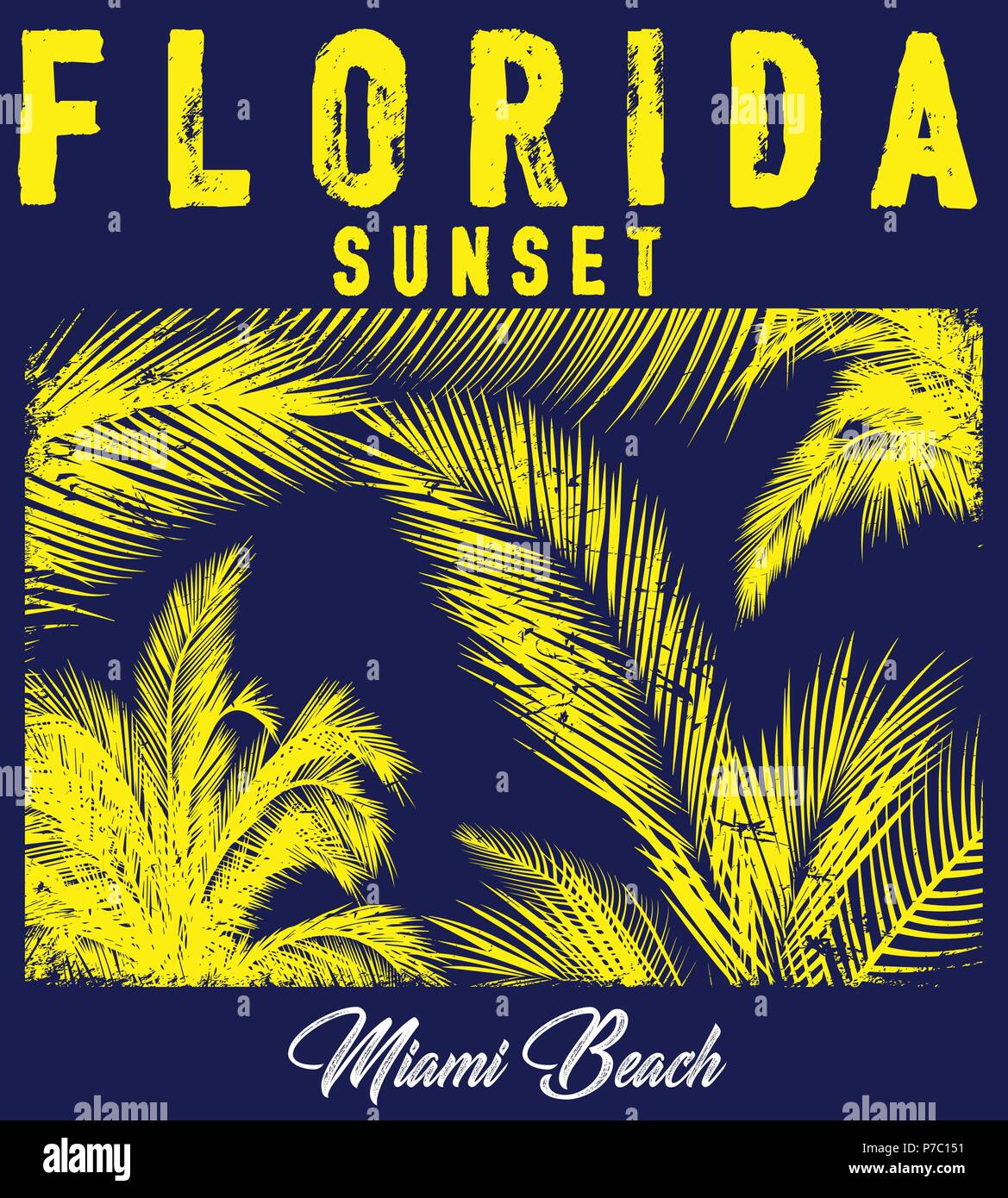 Florida beach typography with floral illustration for t-shirt print ...