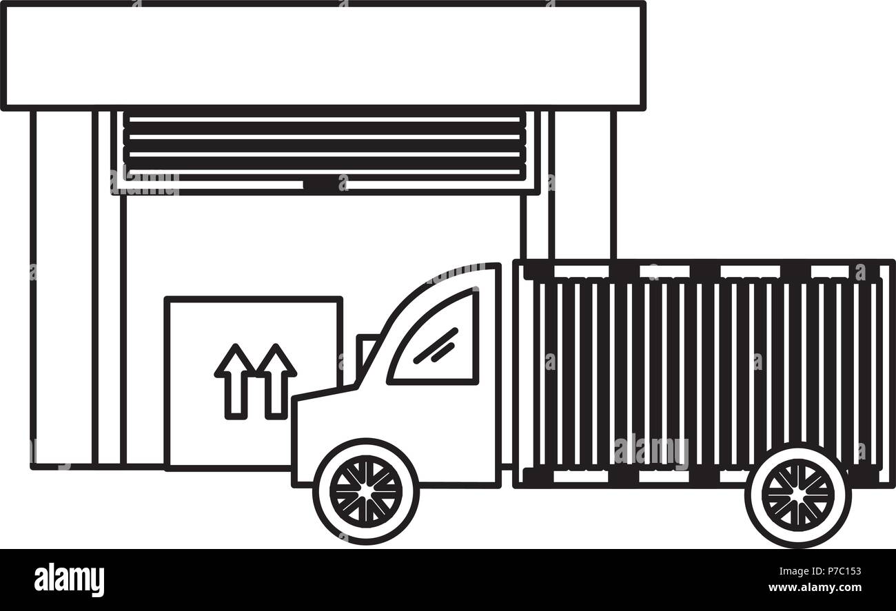 warehouse building with truck delivery service vector illustration ...