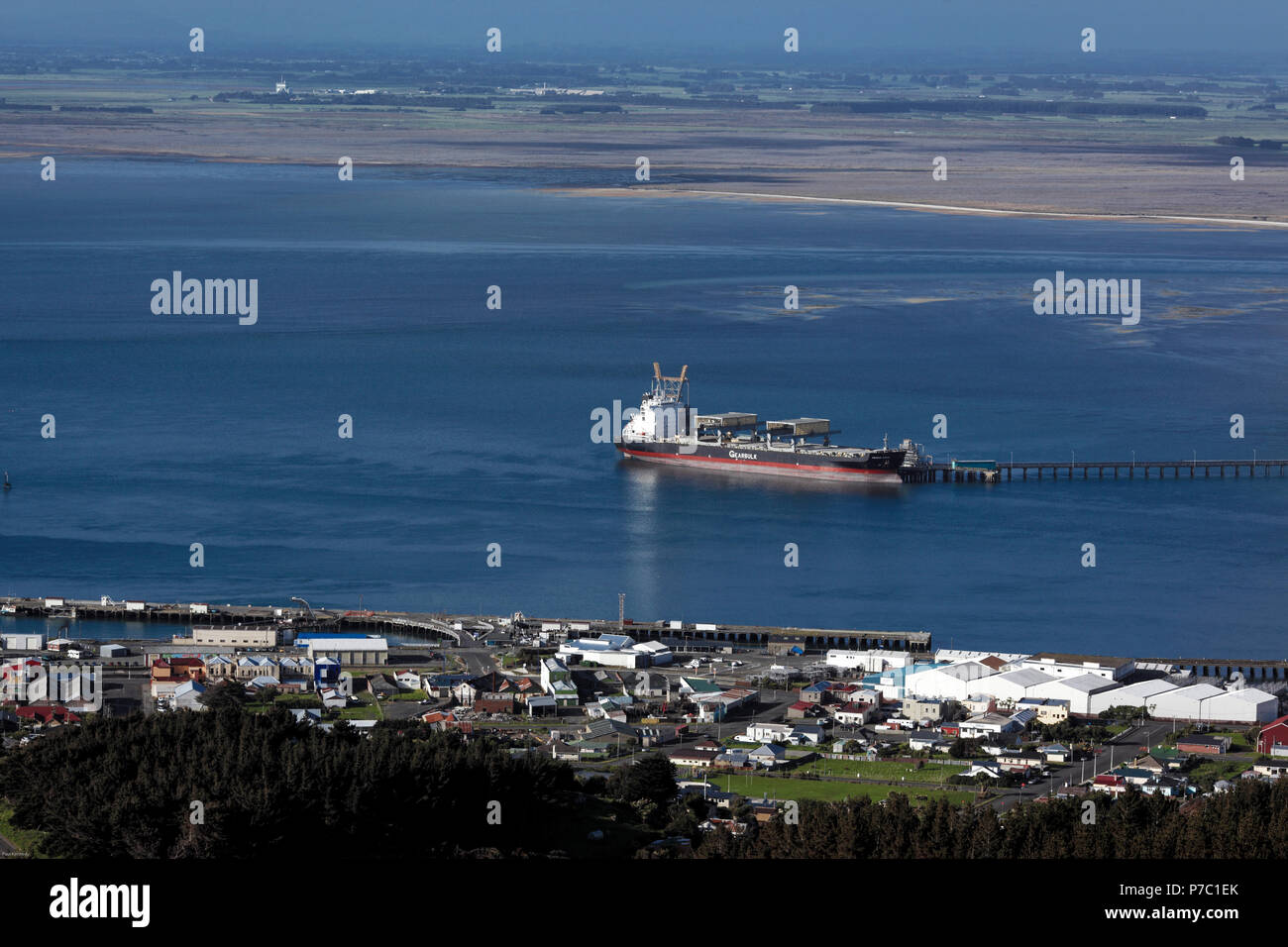 Ship unloading at South Port in Bluff, New Zealand Stock Photo - Alamy