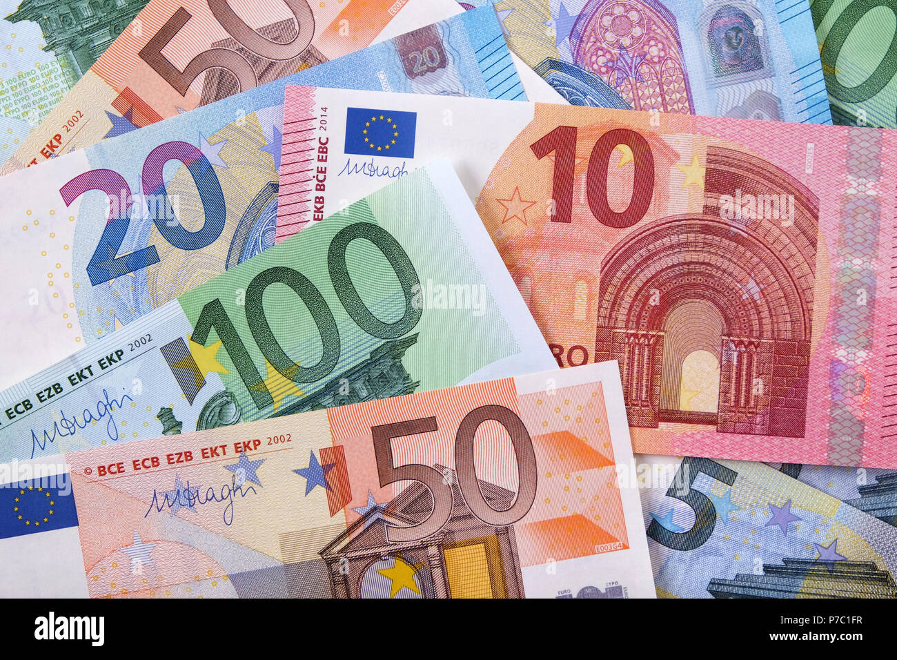 Various different Euros background Stock Photo - Alamy