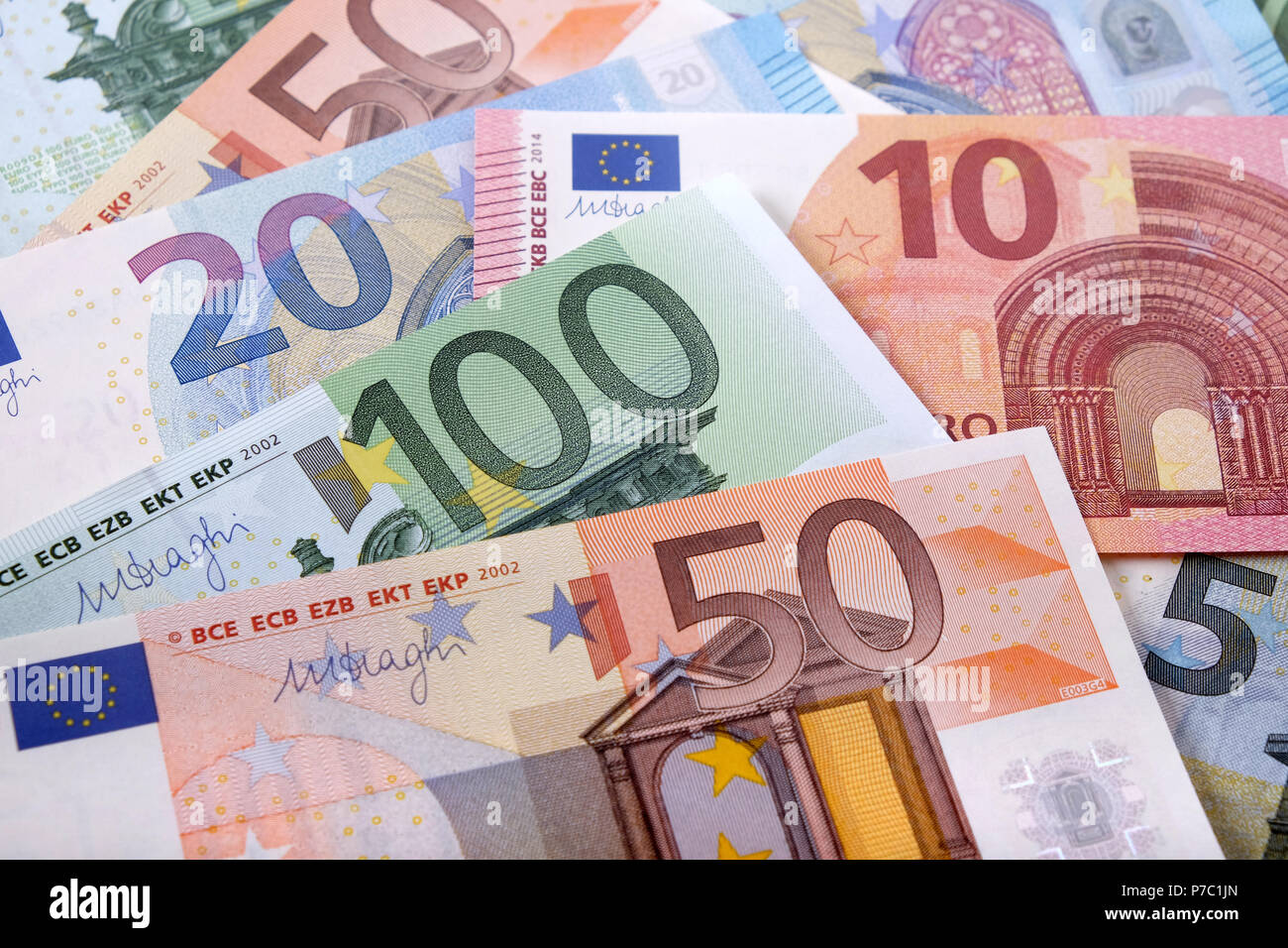 Various different Euros background Stock Photo - Alamy
