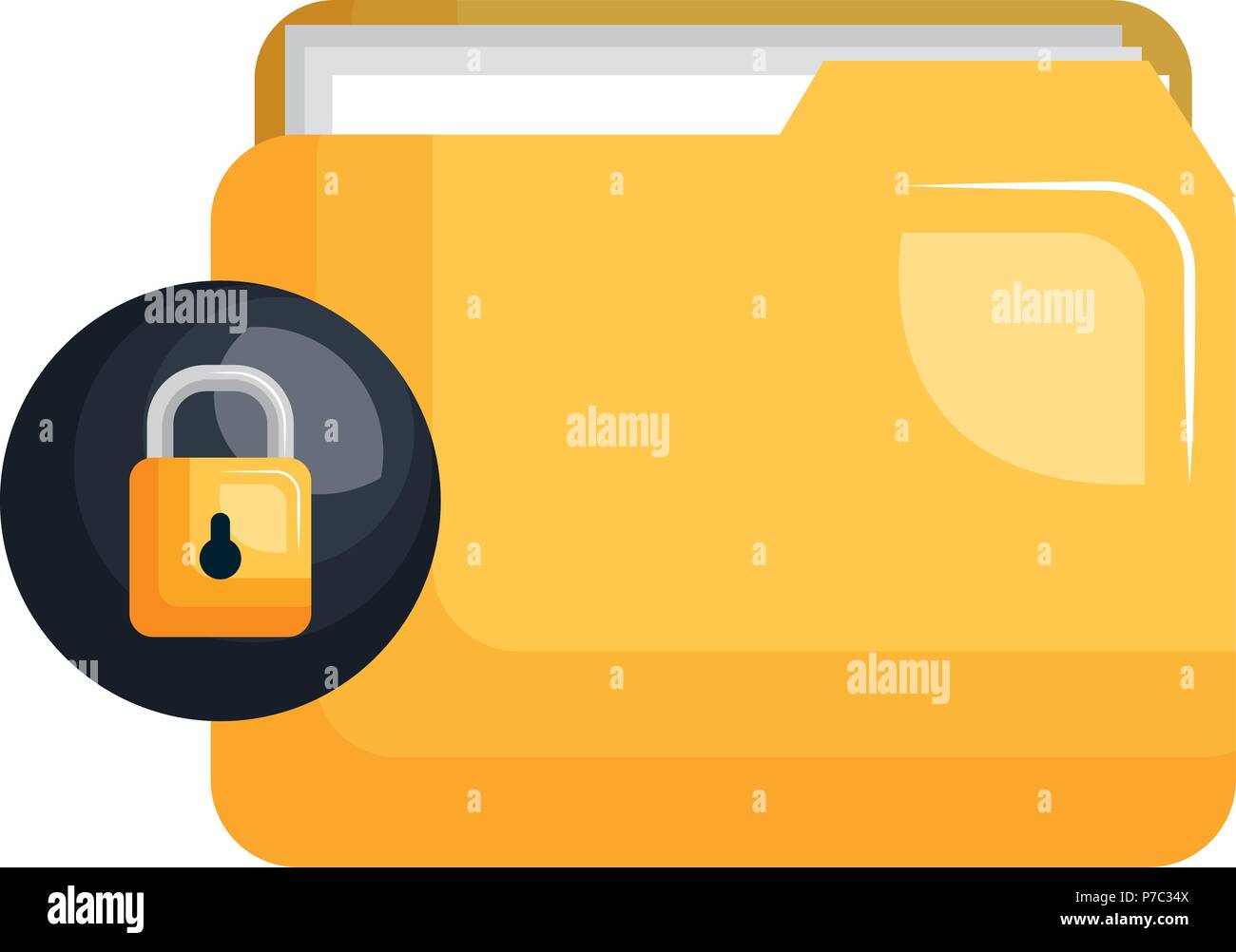 file folder with documents and padlock vector illustration design Stock ...