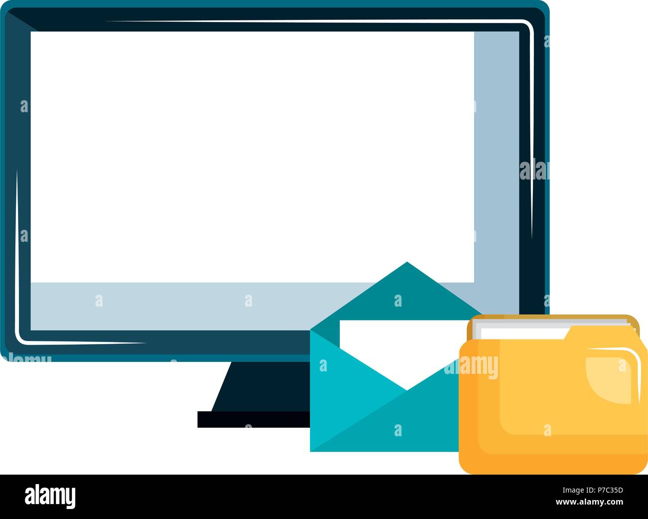 file folder with computer and envelope vector illustration design Stock ...