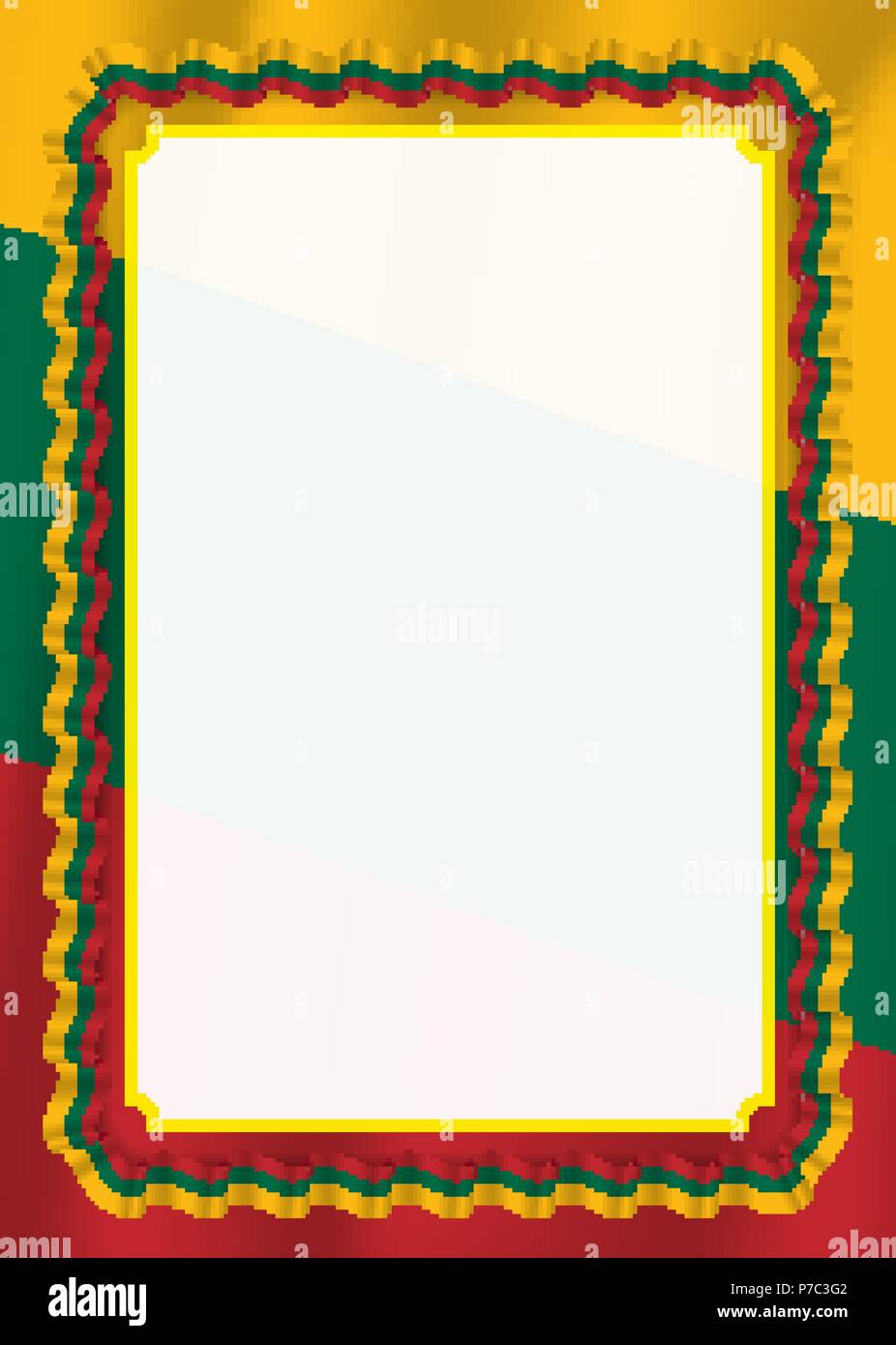 Frame and border of ribbon with Lithuania flag, template elements for ...