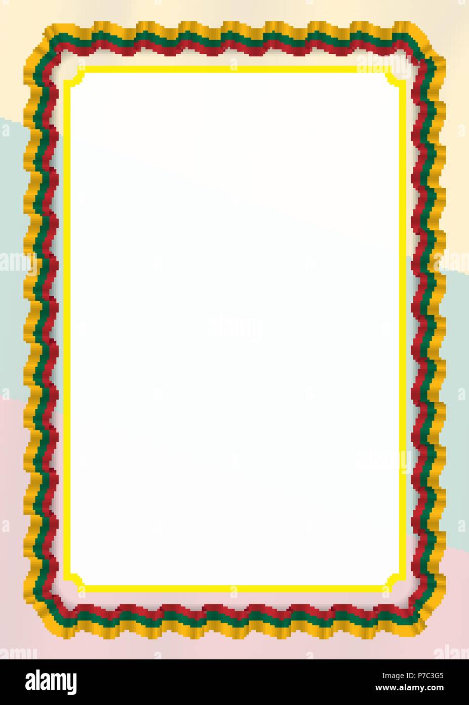 Frame and border of ribbon with Lithuania flag, template elements for ...
