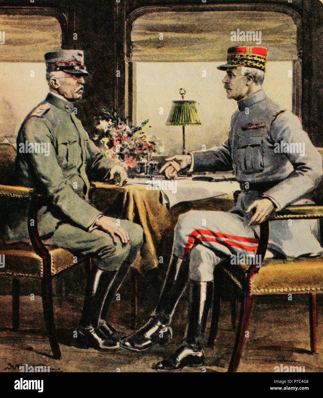 Meeting between the Italian Field Marshal Luigi Cadorna (1850-1928) and ...