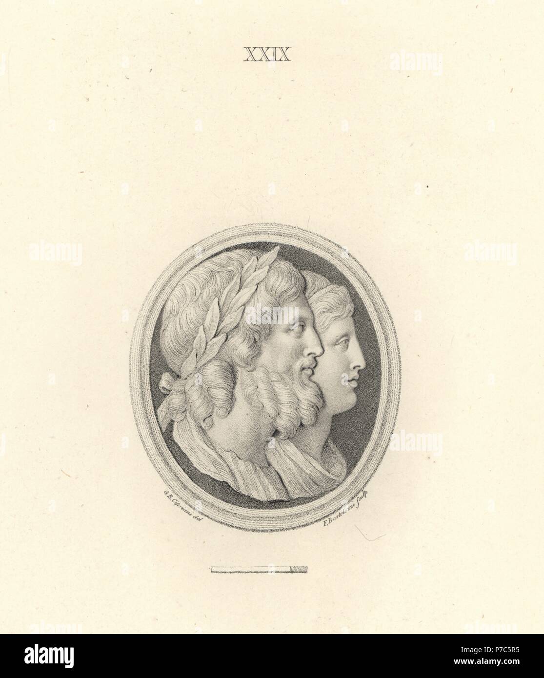 Jupiter and Juno, king and queen of the Roman gods. Copperplate ...