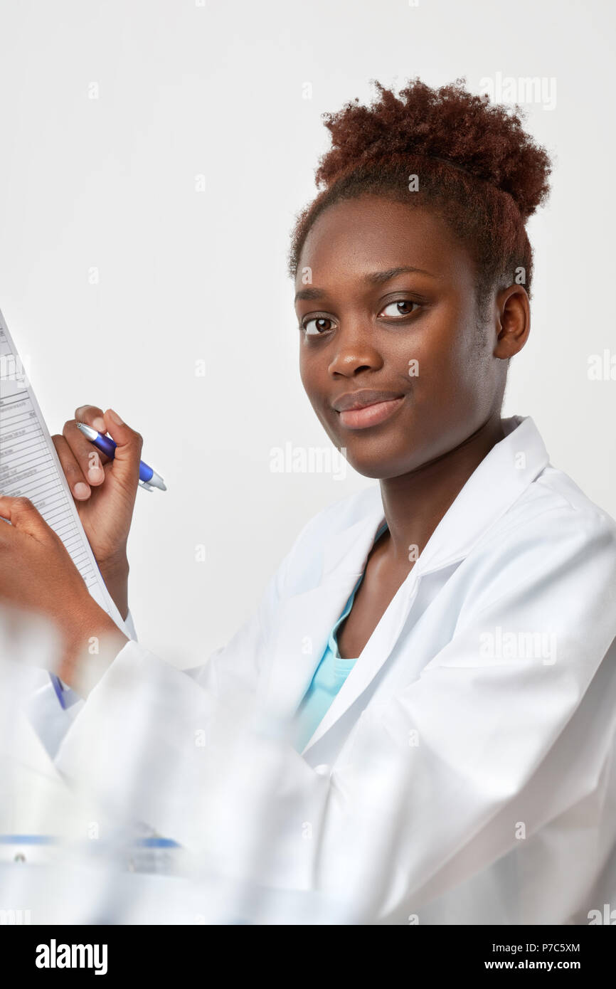 African scientist, medical or or graduate student. Confident young ...