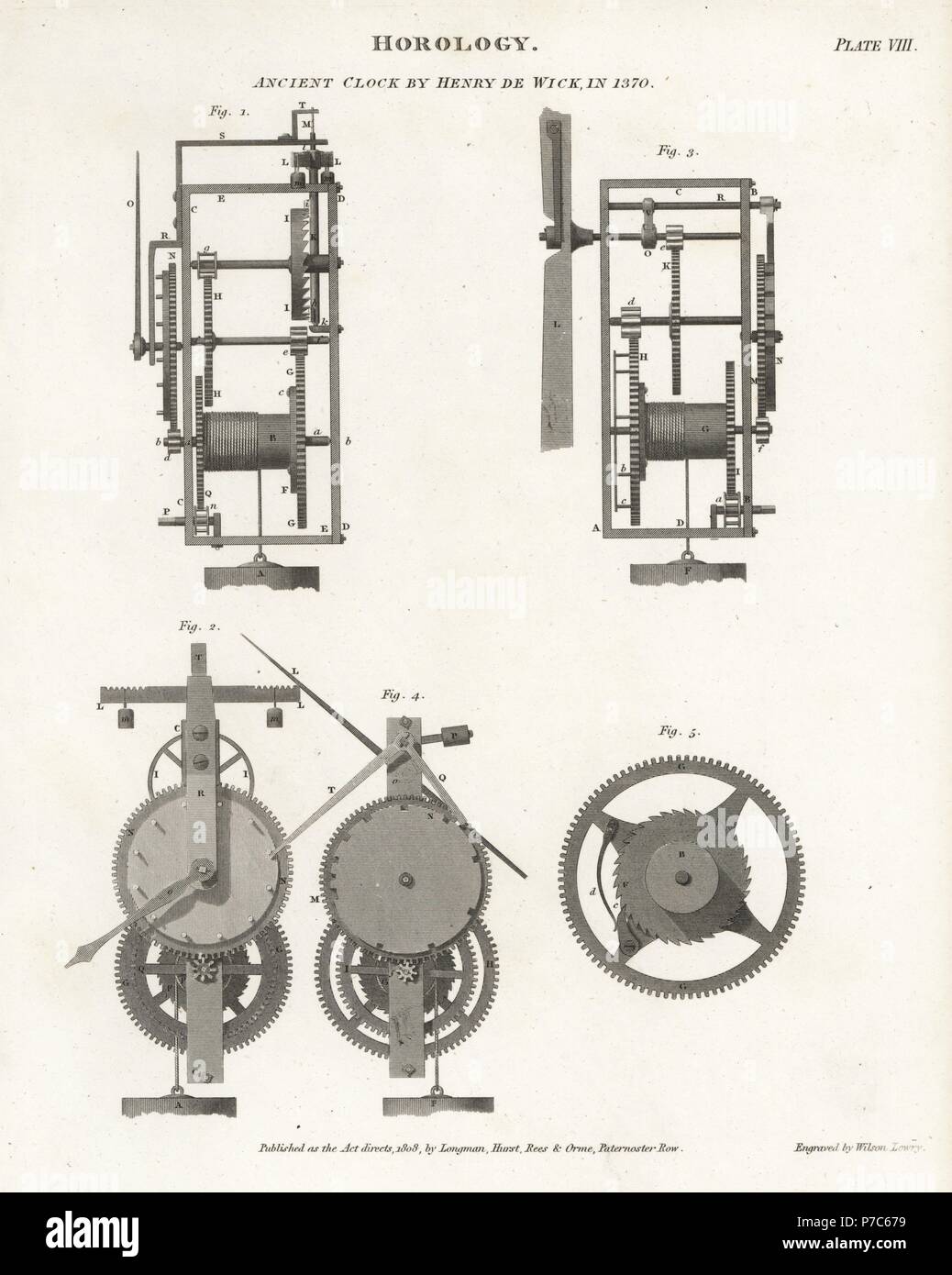 Antique clock drawing engraving hi-res stock photography and images - Alamy