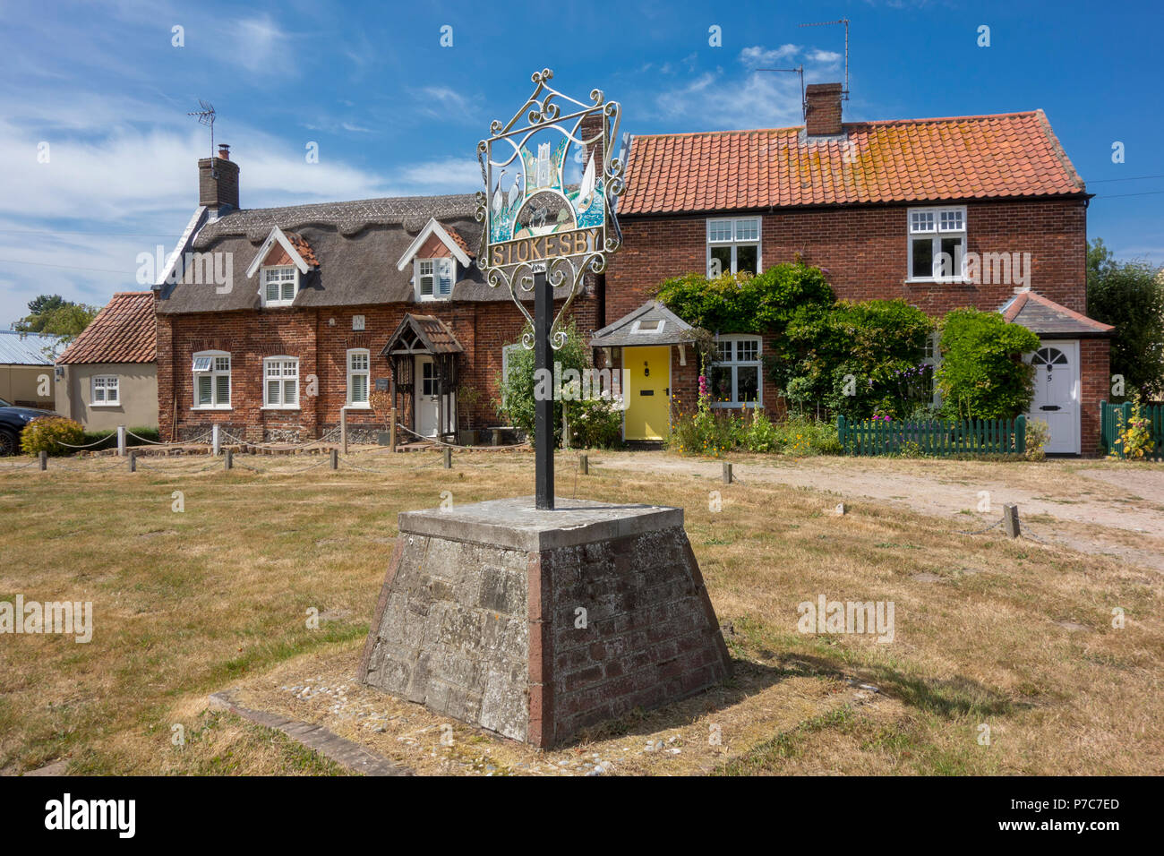 Stokesby village sign Stock Photo - Alamy