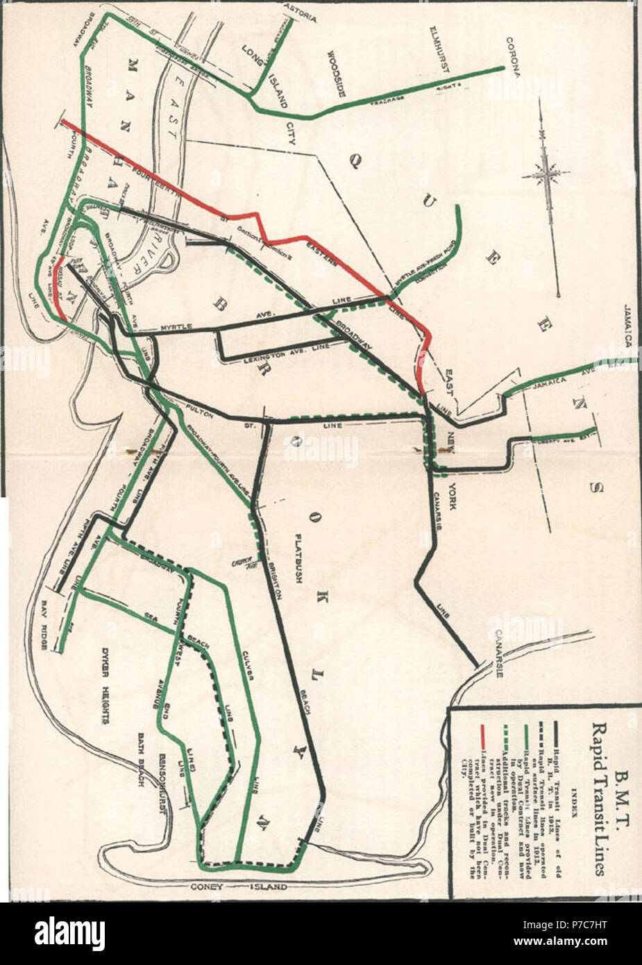 1924 BMT dual contracts map Stock Photo - Alamy