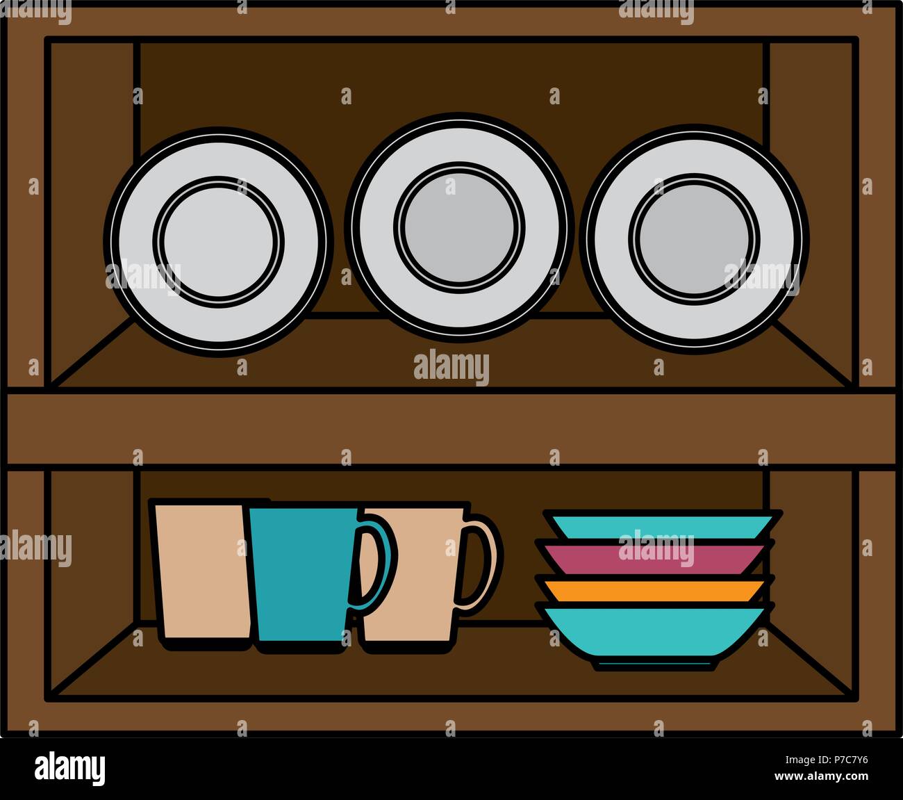 drawer wooden with utensils vector illustration design Stock Vector ...