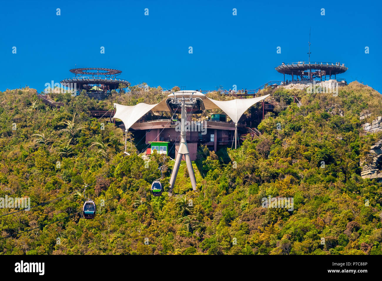 Great scene of the top station and its two circular viewing platforms ...
