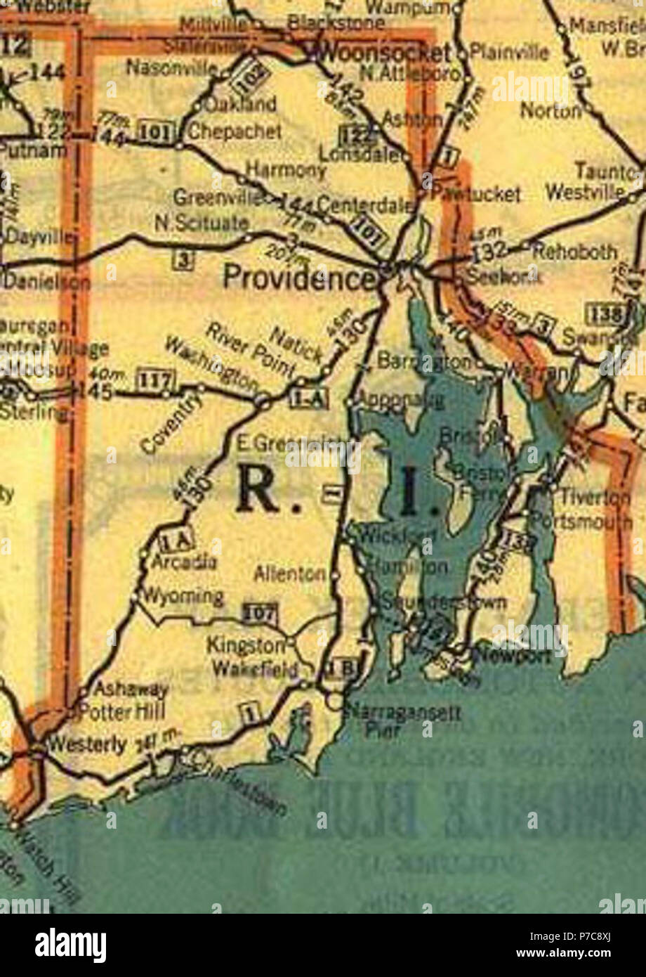 1925 Rhode Island road map Stock Photo - Alamy