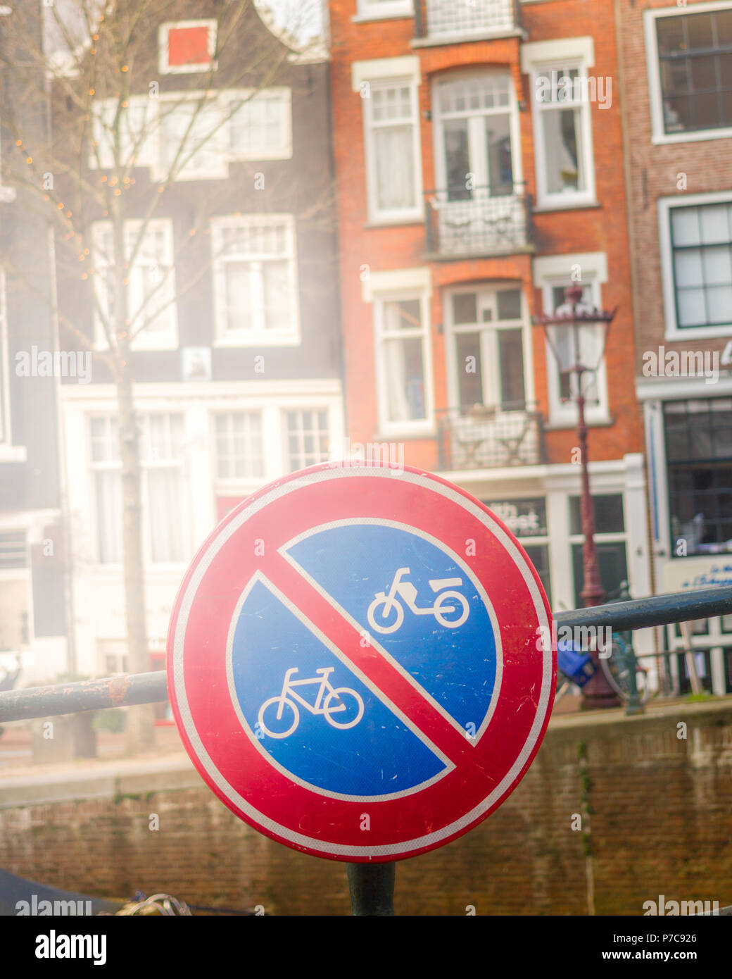 sign for bike path and motorbike for deny Stock Photo - Alamy