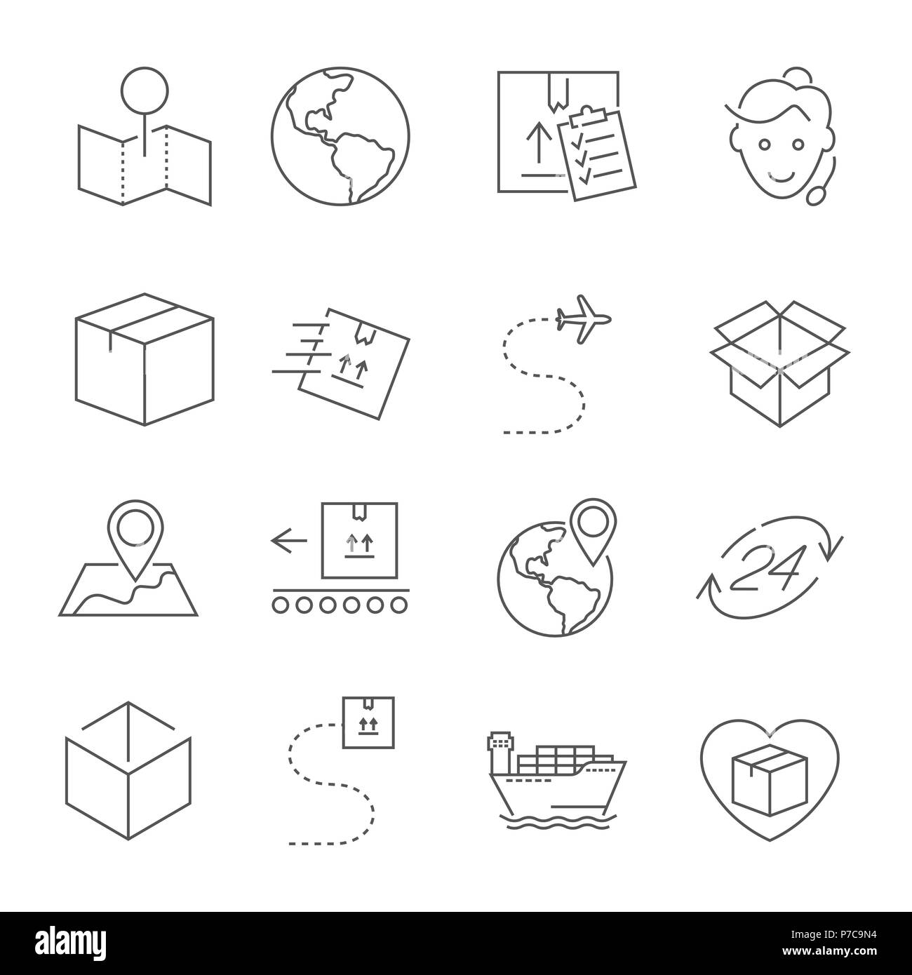 Delivery logistics icons set Black and White Stock Photos & Images - Alamy