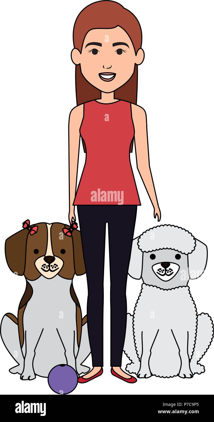 young woman with dogs characters vector illustration design Stock ...